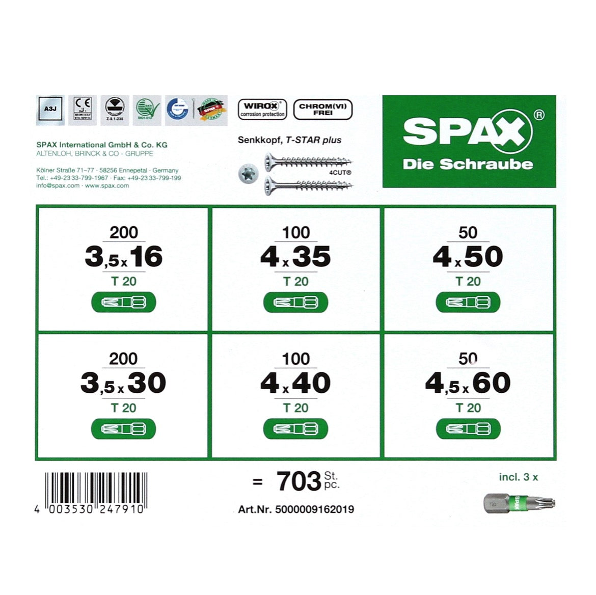SPAX® Assorter case L-Boxx Mini - Screw set with 6 sizes - T-STAR Plus ...