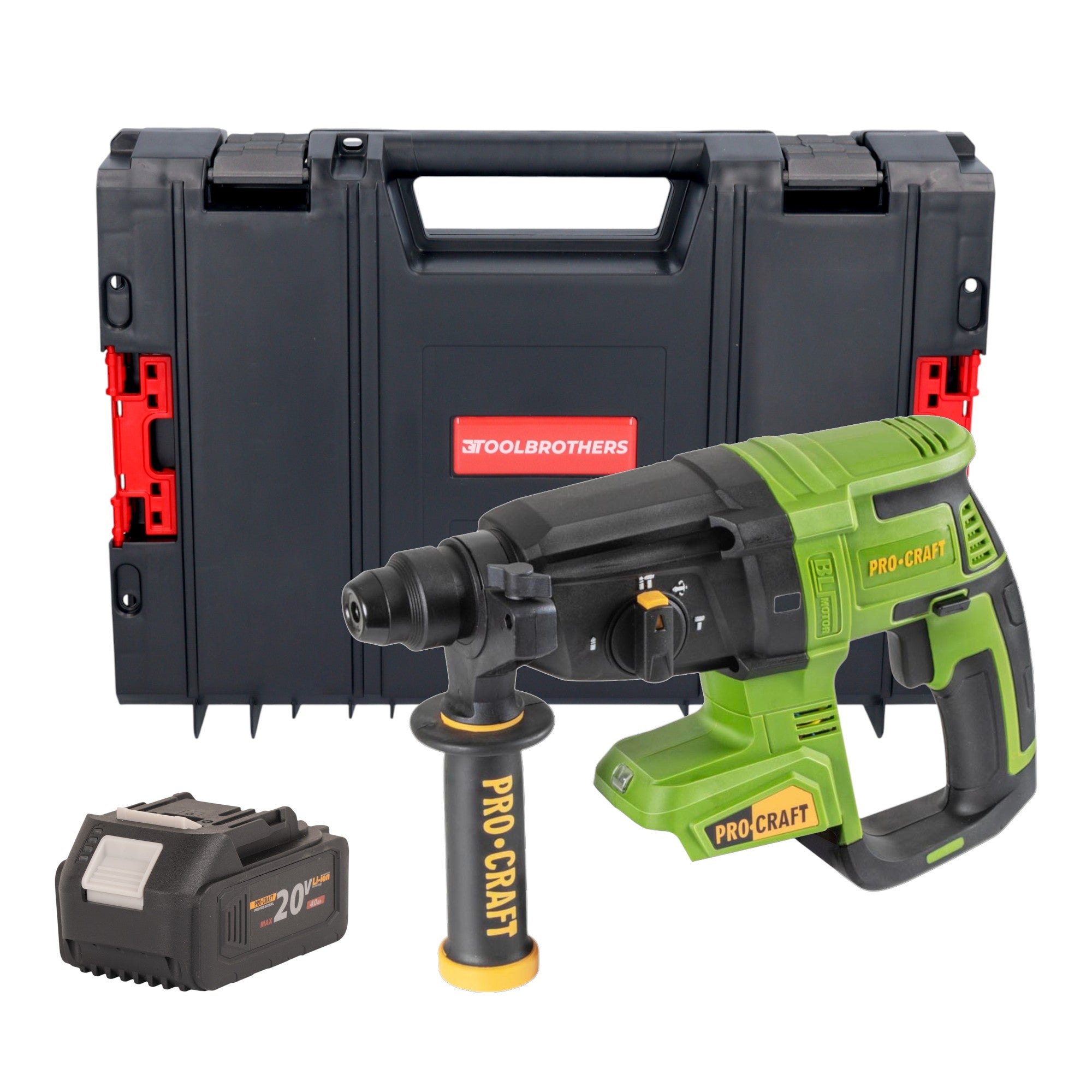 Procraft PHA40bb Akku Bohrhammer 20 V 2,6 J SDS plus Brushless + 1x Ak – Toolbrothers