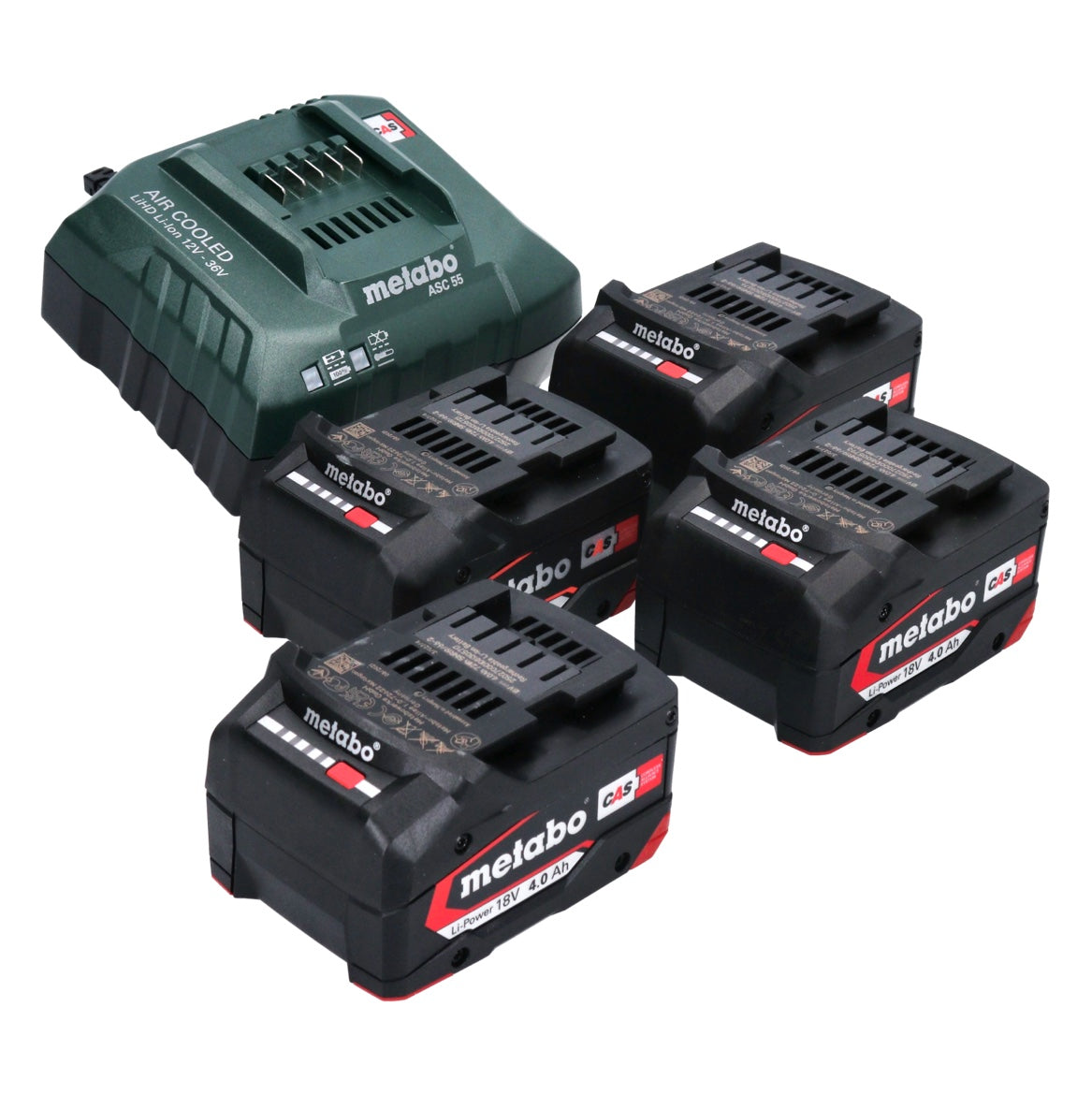 Metabo basic set 4x Li-Power battery pack 18 V 4.0 Ah CAS Li-Ion batte ...