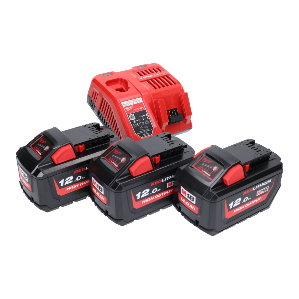 Milwaukee M18 NRG-1203 Starter Set: 3x Batteries 12.0Ah18V Li-Ion (3x ...